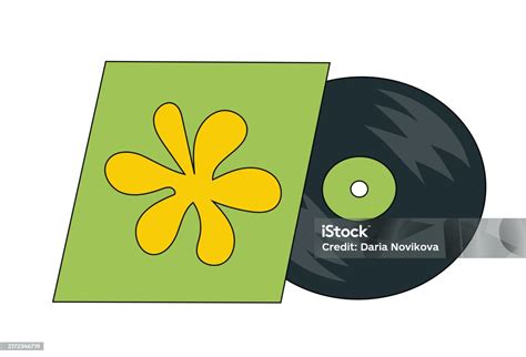 비닐 레코드와 꽃 디자인 커버 Lp 또는 긴 재생 음악 디스크 디스코 파티를 위한 Dj 장비 70 년대 80 년대 90 년대 디스코텍 향수 개념 벡터 평면 그래픽