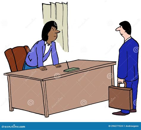 The Female Boss Smiled Confidently Illustration In Doodle Style