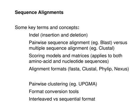 PPT Sequence Alignments Some Key Terms And Concepts Indel Insertion And Deletion