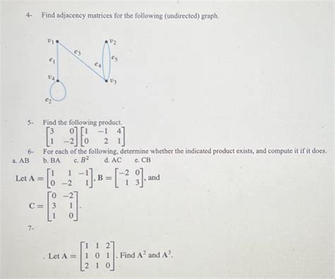 Solved Find Adjacency Matrices For The Following Chegg