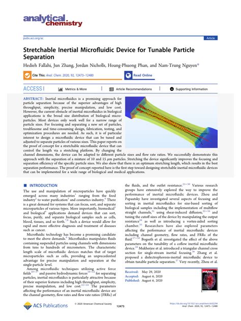 Fallahi Et Al 2020 Stretchable Inertial Microfluidic Device For Tunable
