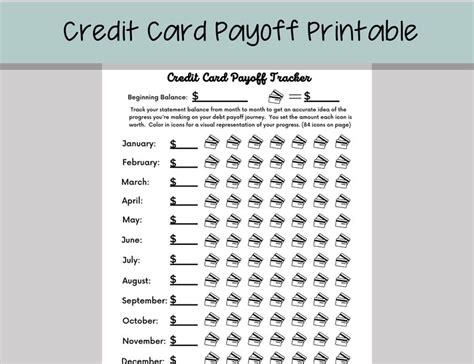Pdf Credit Card Payoff Printable Credit Card Payoff Tracker Prints 8