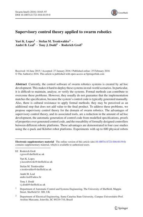 Pdf Supervisory Control Theory Applied To Swarm Robotics Dokumentips