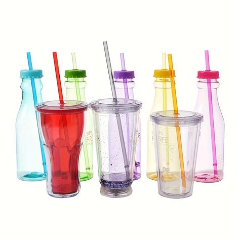 12 Straws1 Brush 23cm Reusable Plastic Straws Juice Drinking Straws