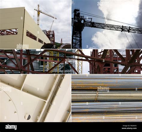 Collage Construction Materials And Elements Of Designs In Construction
