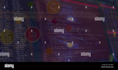 Image Of Light Spot And Digital Icons Over Data Processing Against Blue
