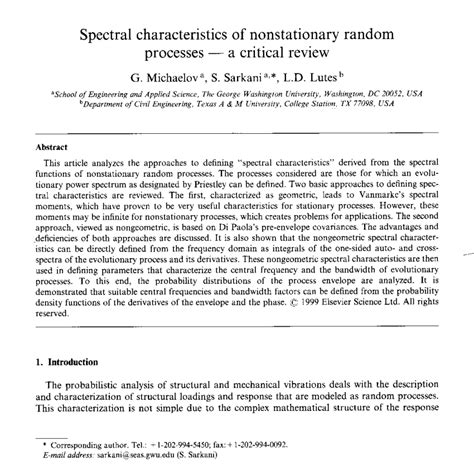 Pdf Spectral Characteristics Of Nonstationary Random Processes A