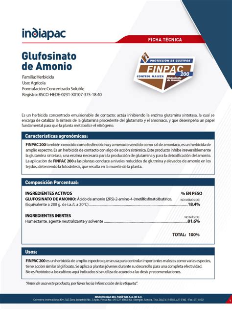 Finpac 200 Ficha Tecnica Pdf