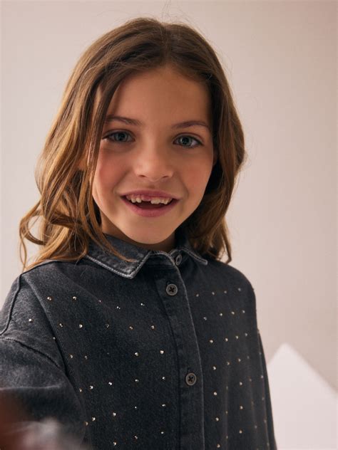 Buy Washed Black Denim Diamante Shirt Dress 3 16yrs From Next Saudi