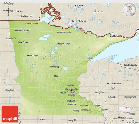 Physical D Map Of Minnesota Shaded Relief Outside
