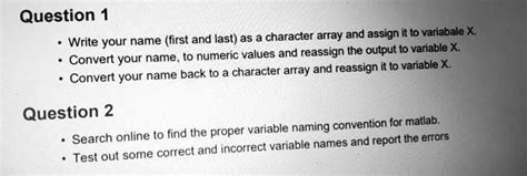 solved text matlab question 1 write your name first and last as a