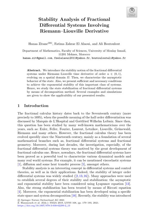 Pdf Stability Analysis Of Fractional Differential Systems Involving
