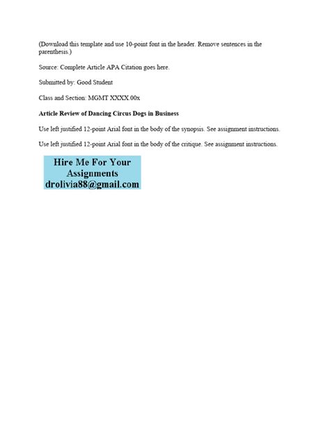 Download This Template And Use 10 Point Font In The Header Remove Se