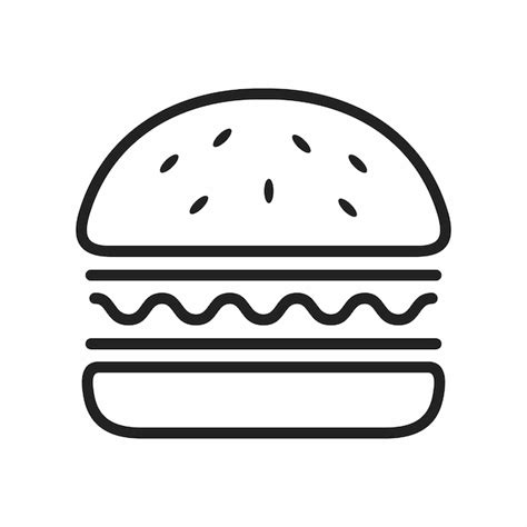 Premium Vector Simple Burger Icon Illustration In Outline Style
