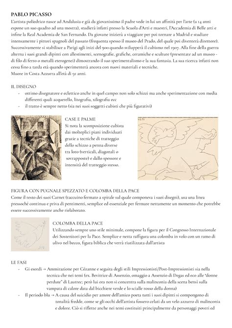 Appunti Per Affrontare Uninterrogazione Su Pablo Picasso 34 Docsity