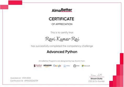 I Completed This Advanced Python Course On Almabetter 👇🏻 Ravi Kumar Rai