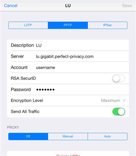 PPTP On IPhone IPad IOS Perfect Privacy