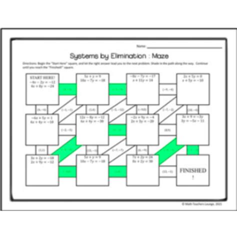 Systems Of Equations Riddle And Maze Worksheets Classful