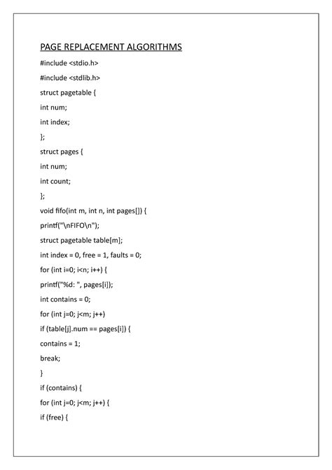 Page Replacement Algorithms Page Replacement Algorithms Include
