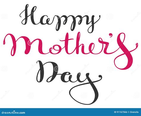 Happy Mothers Day Handwritten Lettering Text For Greeting Card Stock