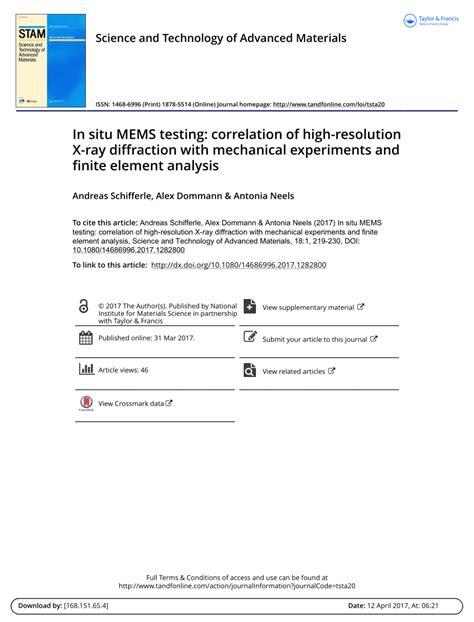 Pdf In Situ Mems Testing Correlation Of High Resolution X Ray