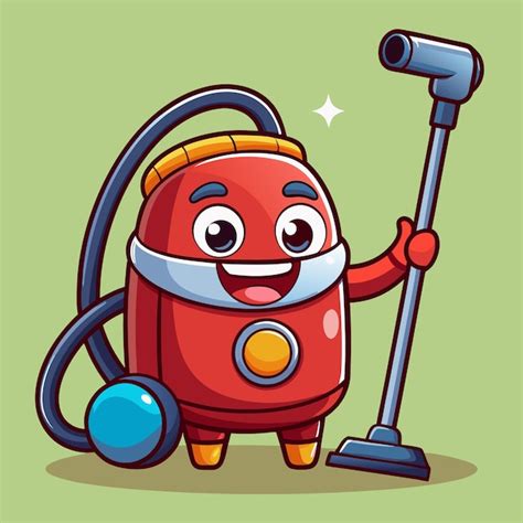 Sweet Vacuum Cleaner Character With A Grin Cartoon Vector Art Premium