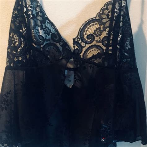 Shirley Of Hollywood Intimates And Sleepwear Black Sexy Lace Nighty