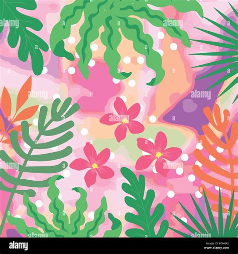 Tropical Jungle Leaves Background Tropical Flowers Poster Design