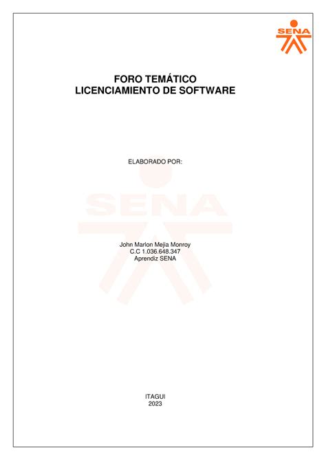 Foro Licenciamiento De Software Foro TemÁtico Licenciamiento De Software Elaborado Por John
