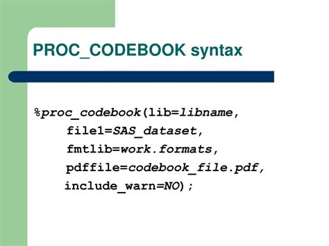 Ppt Proc Codebook An Automated General Purpose Codebook Generator Powerpoint Presentation
