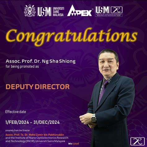 Congratulations To Associate Professor Dr Sha Shiong Ng Associate Professor Ts Dr Mohd
