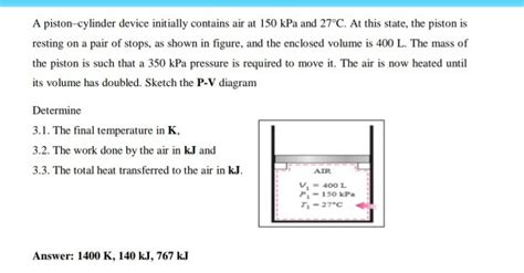 Solved A Piston Cylinder Device Initially Contains Air At Chegg