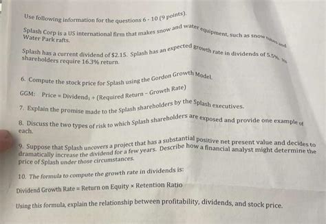 Solved Use Following Information For The Questions Chegg