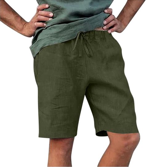 Pantalones Cortos Pantalones Cortos De Algodón Y Cáñamo Con Cordón