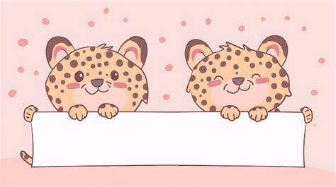 Cute Leopard Cubs Peeking Through A Blank Banner Or Sign Premium Ai Generated Image