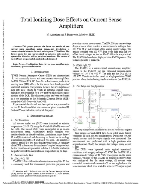 total ionizing dose effects on current sense amplifiers pdf