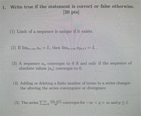 Solved 6 If 0≤an≤bn And ∑bn Diverges Then ∑an Diverges