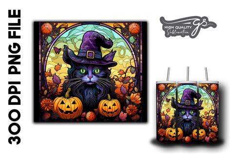 Halloween Cat Stain Glass Background 21 Graphic By Glamousita
