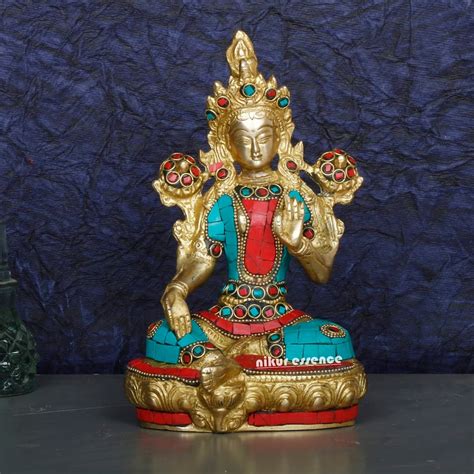 Tara Devi Statue Brass Tibetan Goddess Religious Green Tara Statue For