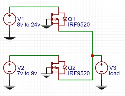 Mosfet Dual Input Voltage Source Single Output Question Electrical