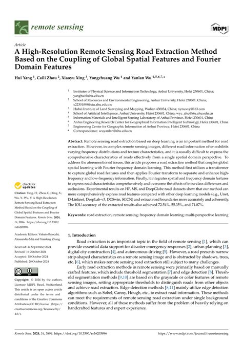 Pdf A High Resolution Remote Sensing Road Extraction Method Based On The Coupling Of Global