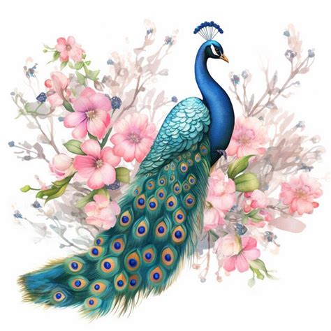 Premium Photo Peacock Garden Watercolor Clipart