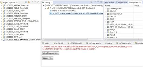 Two Debug Message Ti Msp430 Usb1msp430suspended Hw Breakpoint