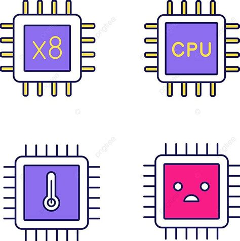 Processors Color Icon Cartoon Micro Unit Vector Cartoon Clipart Color Clipart Icon Clipart