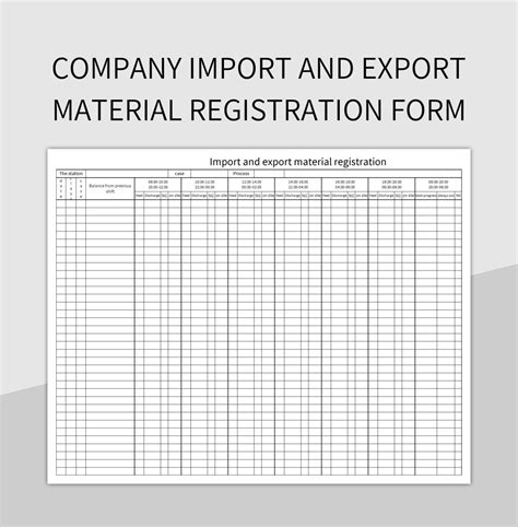 Company Import And Export Material Registration Form Excel Template And