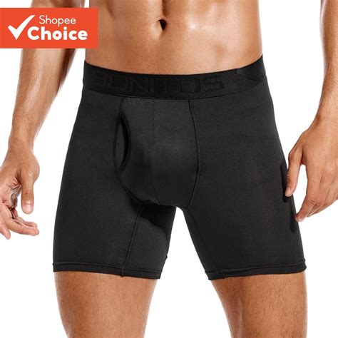 One Piece Mens Open Fly Boxer Shorts Breathable Black Design