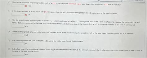 solved a ﻿what is the minimum angular spread in rad ﻿of