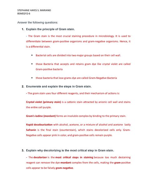 Gram Staining This Given Assignments Are Example Of The Activities