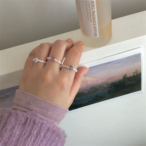 [담수진주] 글라스 하트 비즈링 3colors