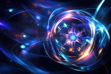 Vibrant And Dynamic Representation Of Atomic Structure In A Digital Universe Stock Illustration